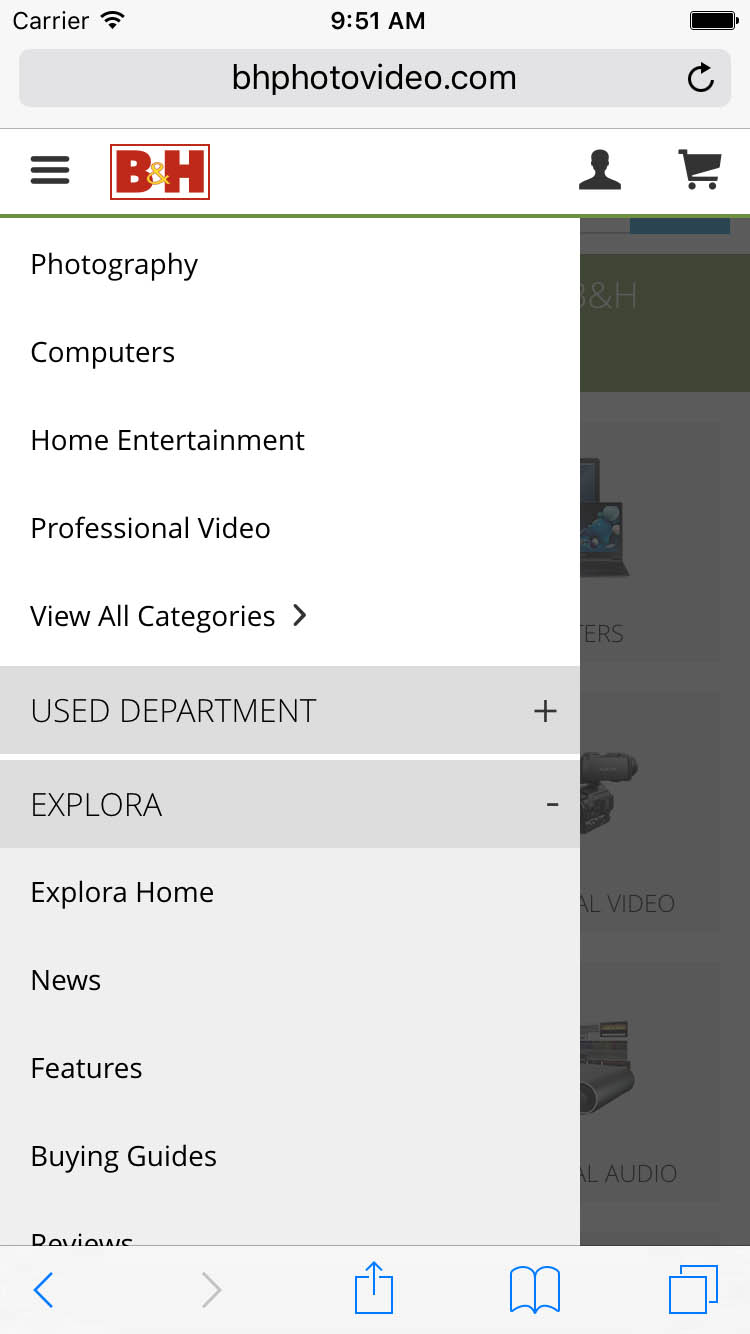 UX Research: 7 Reasons B&H Photo's Mobile Site is Best-in-Class – Baymard
