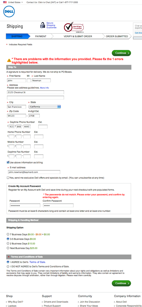 Idea: Error-Fields Only – Baymard Institute