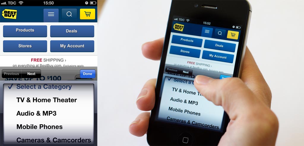 Drop-Down Mobile UX: Never Use Native Drop-Downs for Navigation – Baymard